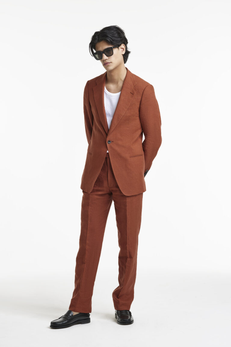 Sunset Red 2 Piece Linen Suit - Your Favourite Snack | Café Costume