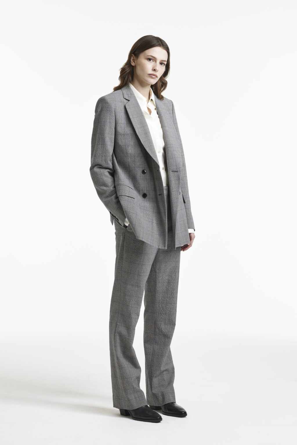 Grey Checkered Suit in Cotton and Viscose - Rook to A4 | Café Costume