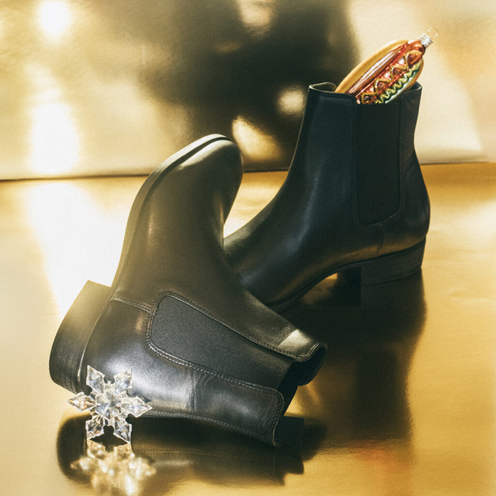 Black leather heeled boot - Café Costume